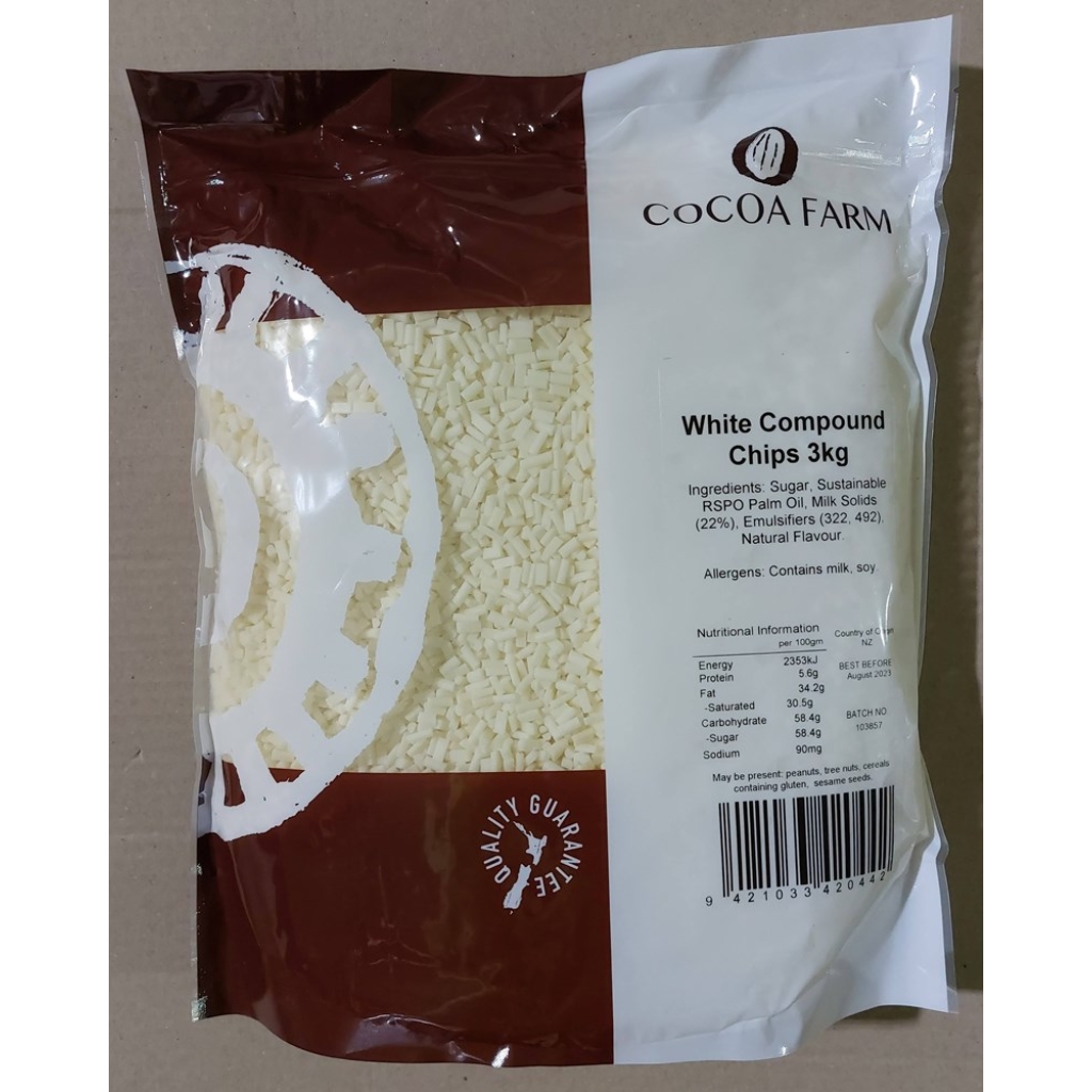 COCOA FARM WHITE COMPOUND CHOCOLATE CHIPS 3KG – Total Foods