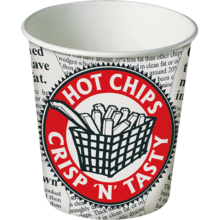 PAPER HOT CHIP CUP 440ML NEWSPRINT 50 PIECE – Total Foods