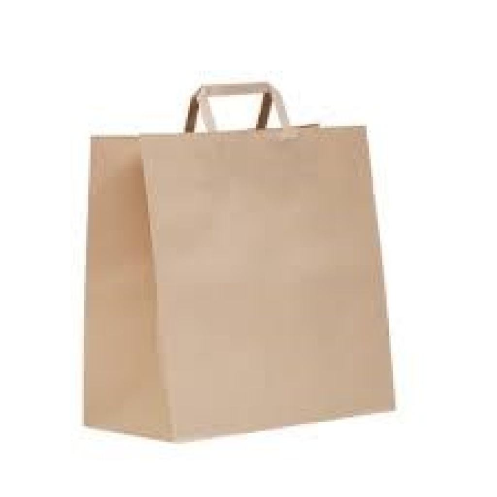 FLAT HANDLE PAPER BAG SMALL (280WX285HX120G) X 250 PIECE – Total Foods